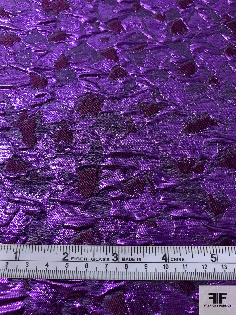 Textured Metallic Brocade - Electric Purple | FABRICS & FABRICS ...