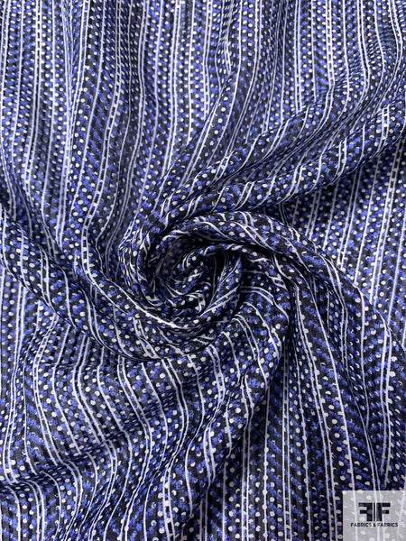 Ditsy Dots Printed and Shadow Striped Cotton-Silk Voile - Purple/Black ...