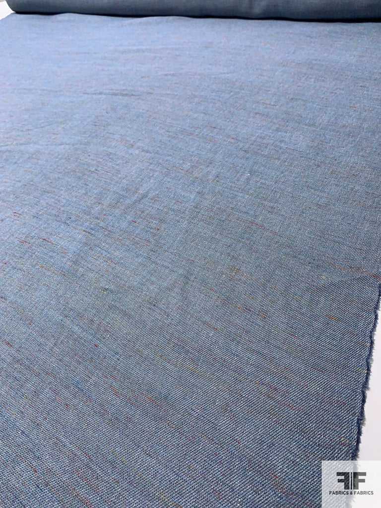 Italian Lightweight Cotton-Linen Tweed Suiting - Blue/Multicolor ...