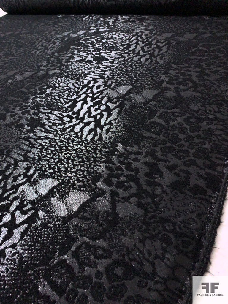 Italian Animal Pattern Collage Chenille Boucle Glossy Brocade - Black ...