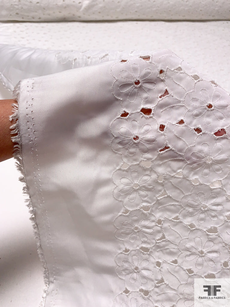 Italian Floral Embroidered Eyelet Polyester Mikado - Off-White ...