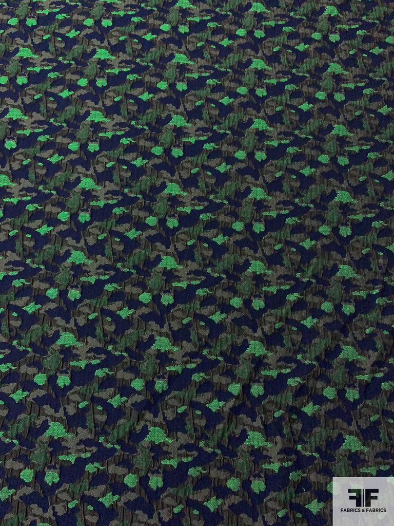 Italian Abstract Textured Brocade - Green/Army Green/Navy | FABRICS ...