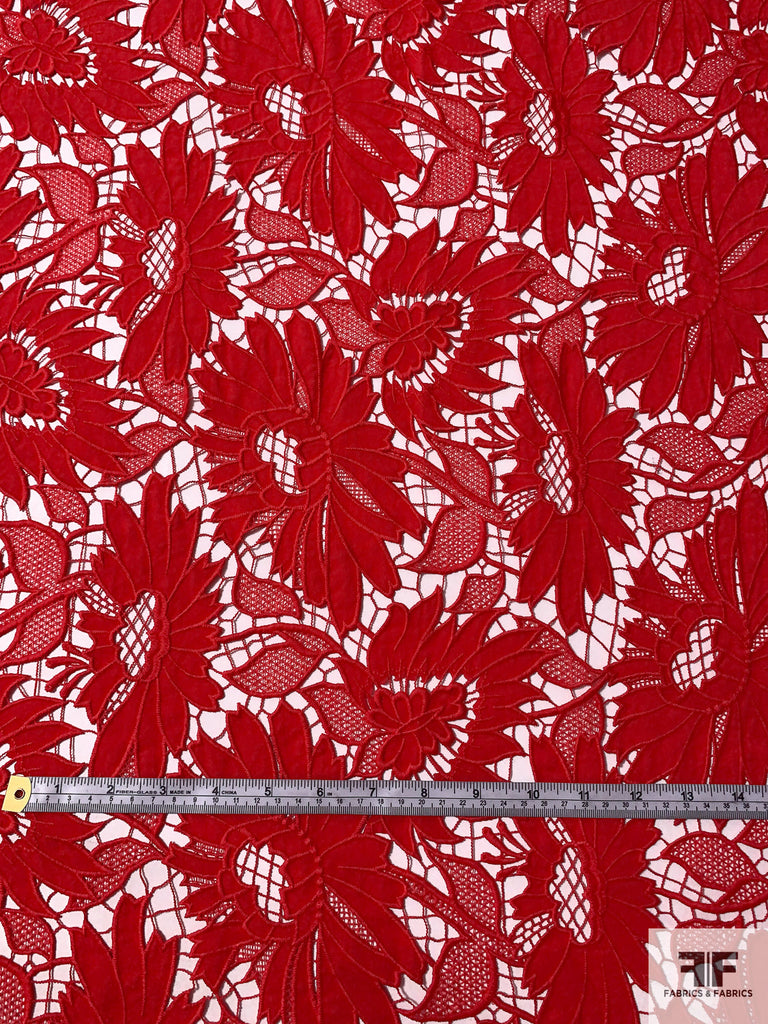 Pamella Roland CDC-Based Lightweight Guipure Lace - Red | FABRICS ...