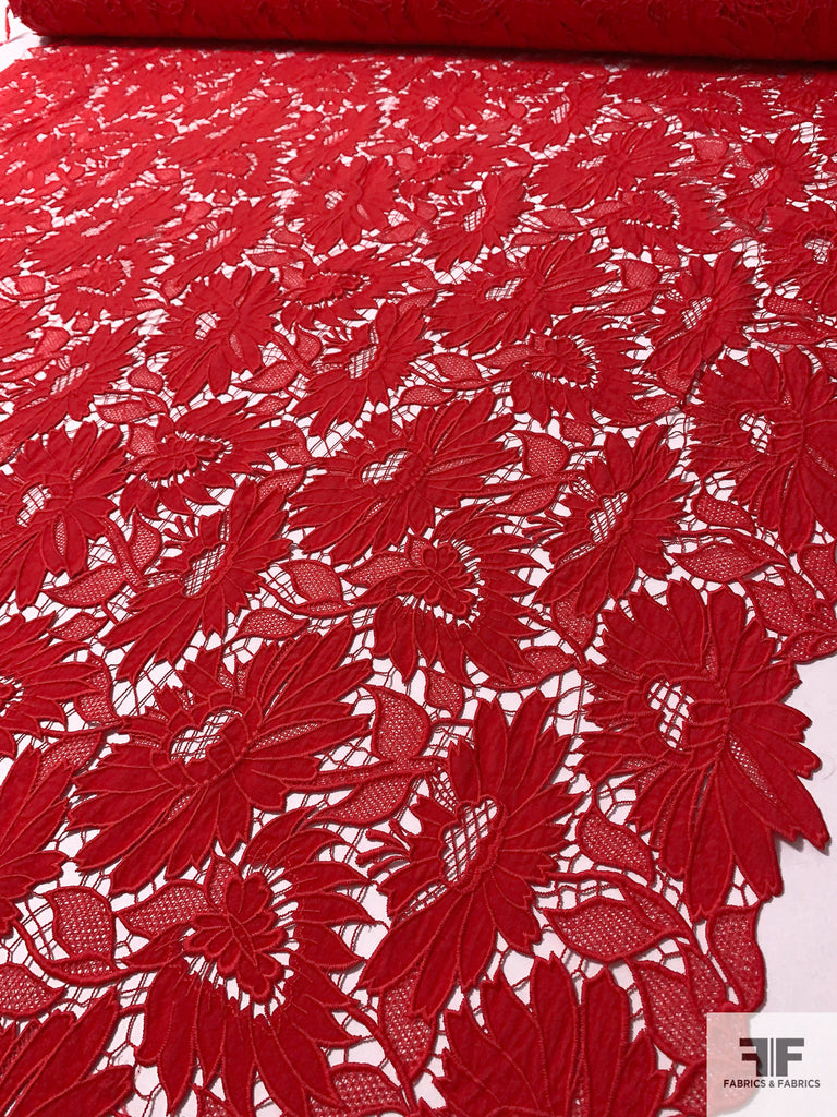 Pamella Roland CDC-Based Lightweight Guipure Lace - Red | FABRICS ...
