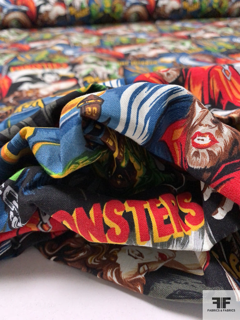Horror Comic Characters Printed Quilting Cotton with Fused Backing ...