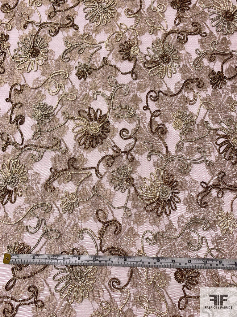 Metallic Netting with Floral Embroidery and Cording - Dusty Lavender ...