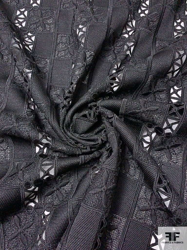 Geometric Grid Guipure Lace - Black | FABRICS & FABRICS – Fabrics & Fabrics