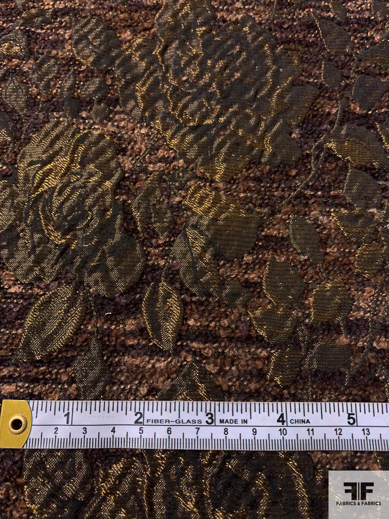 Novelty Floral Textured Brocade with Chenille Yarns - Shades of Brown ...