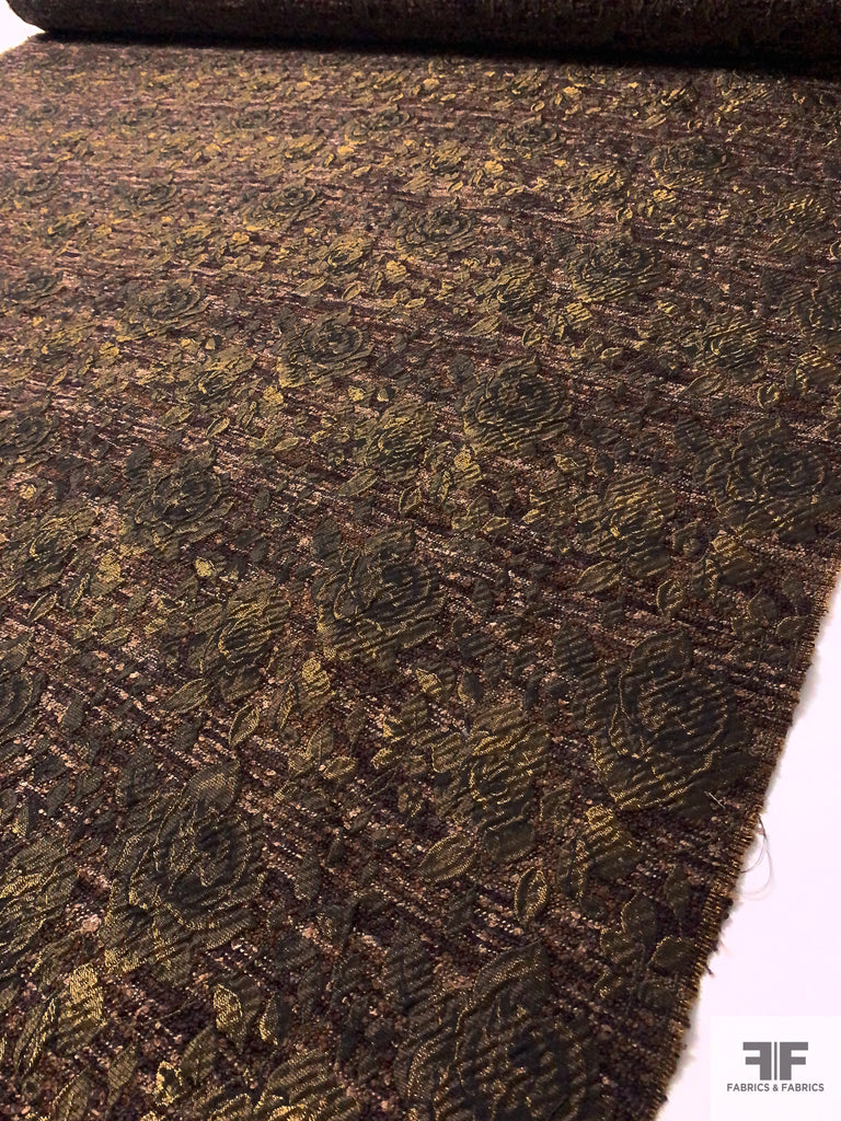 Novelty Floral Textured Brocade with Chenille Yarns - Shades of Brown ...