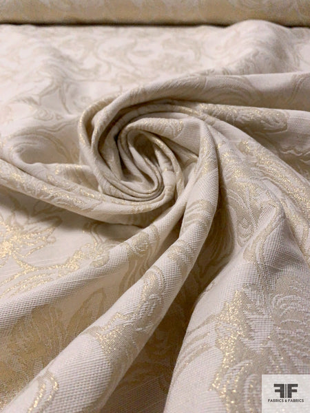 Vine Floral Metallic Brocade - Ivory/Gold | FABRICS & FABRICS – Fabrics ...