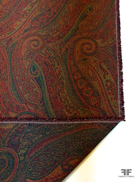 Paisley Tapestry-Look Brocade - Deep Red/Navy/Green/Silver | FABRICS ...