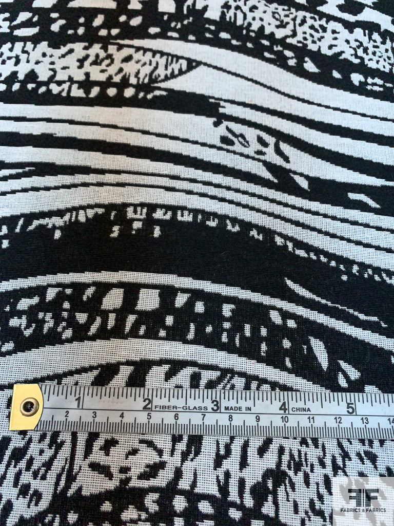 Wavy Multi-Pattern Linear Design Brocade - Black/White | FABRICS ...