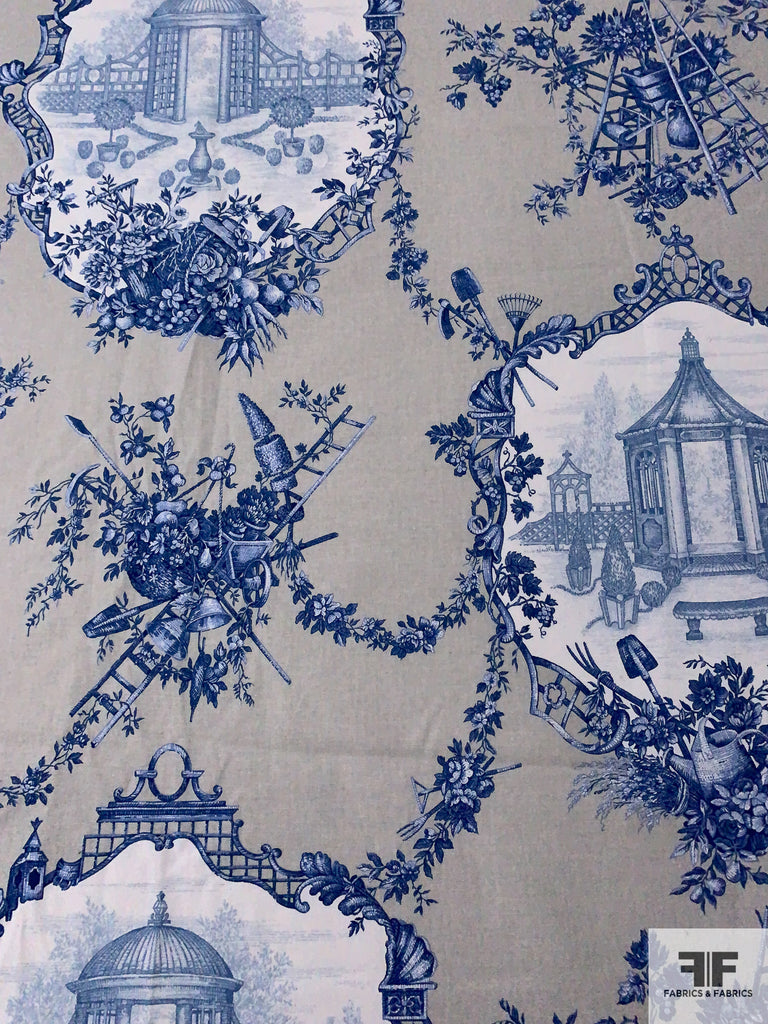 Toile Frames Printed Cotton Canvas - Grey/Blue/White | FABRICS ...