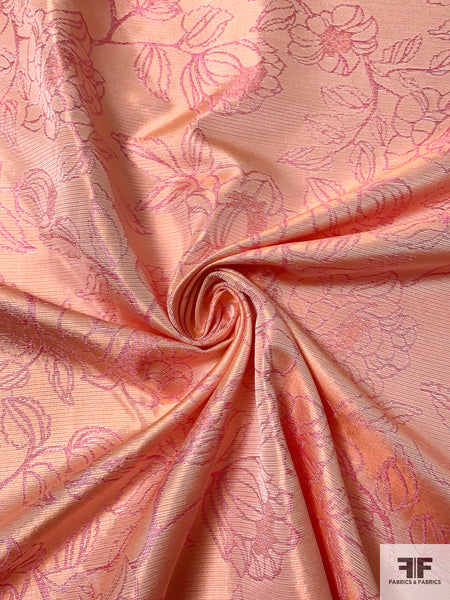 Floral Ottoman-Like Brocade - Light Salmon Orange/Hot Pink | FABRICS ...