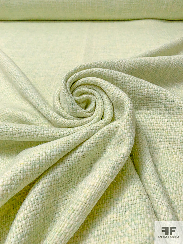 Italian Wool Blend Jacket Weight Tweed - Mint/Ivory | FABRICS & FABRICS ...