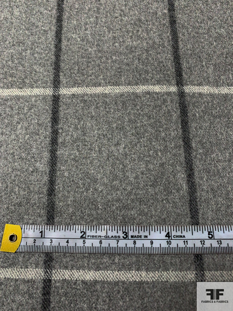 Italian Windowpane Plaid Wool Flannel Light Jacket Weight - Heather ...