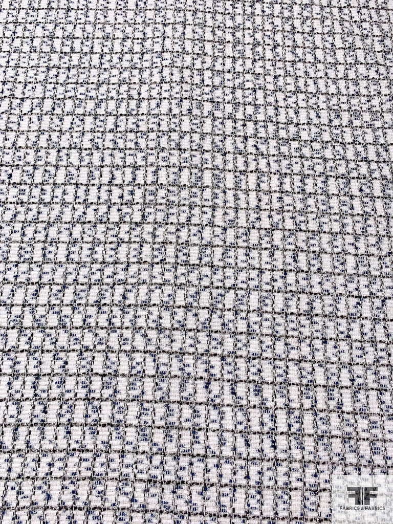 Windowpane Tweed Suiting - Off-White/Black/Blue | FABRICS & FABRICS ...