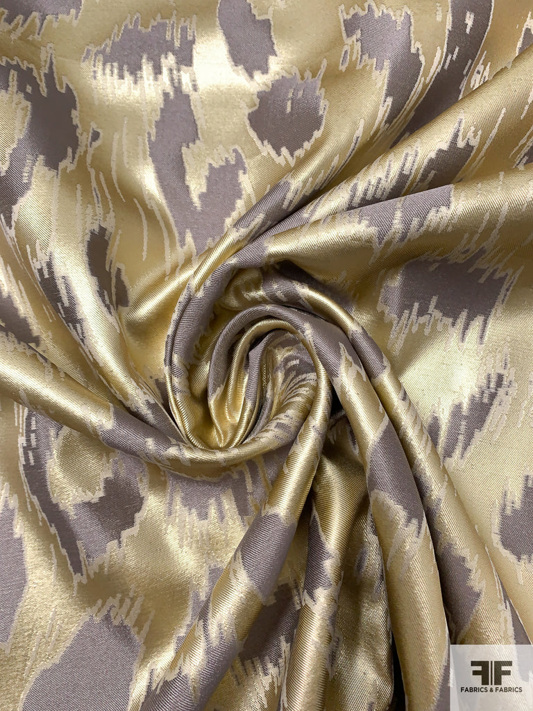 Made in England Animal Pattern Jacquard Lamé Brocade - Gold/Grey/Beige ...