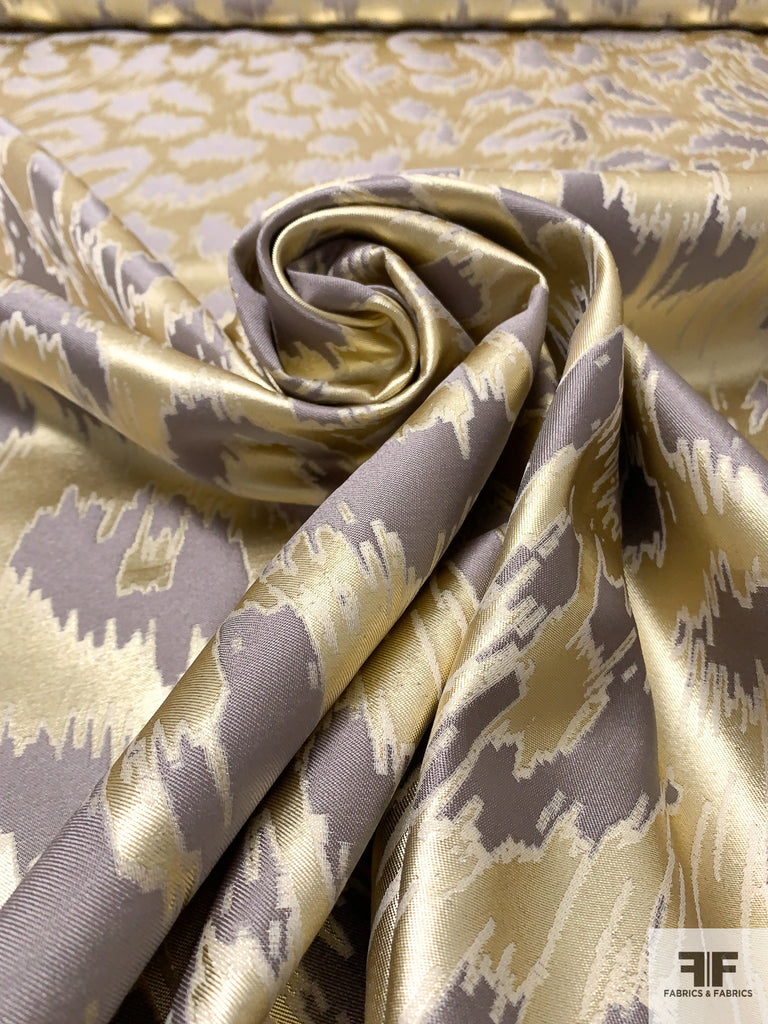 Made in England Animal Pattern Jacquard Lamé Brocade - Gold/Grey/Beige ...