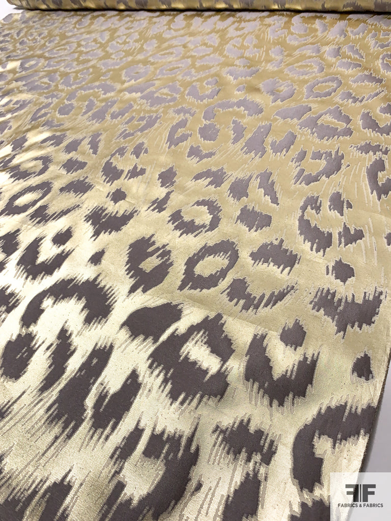 Made in England Animal Pattern Jacquard Lamé Brocade - Gold/Grey/Beige ...