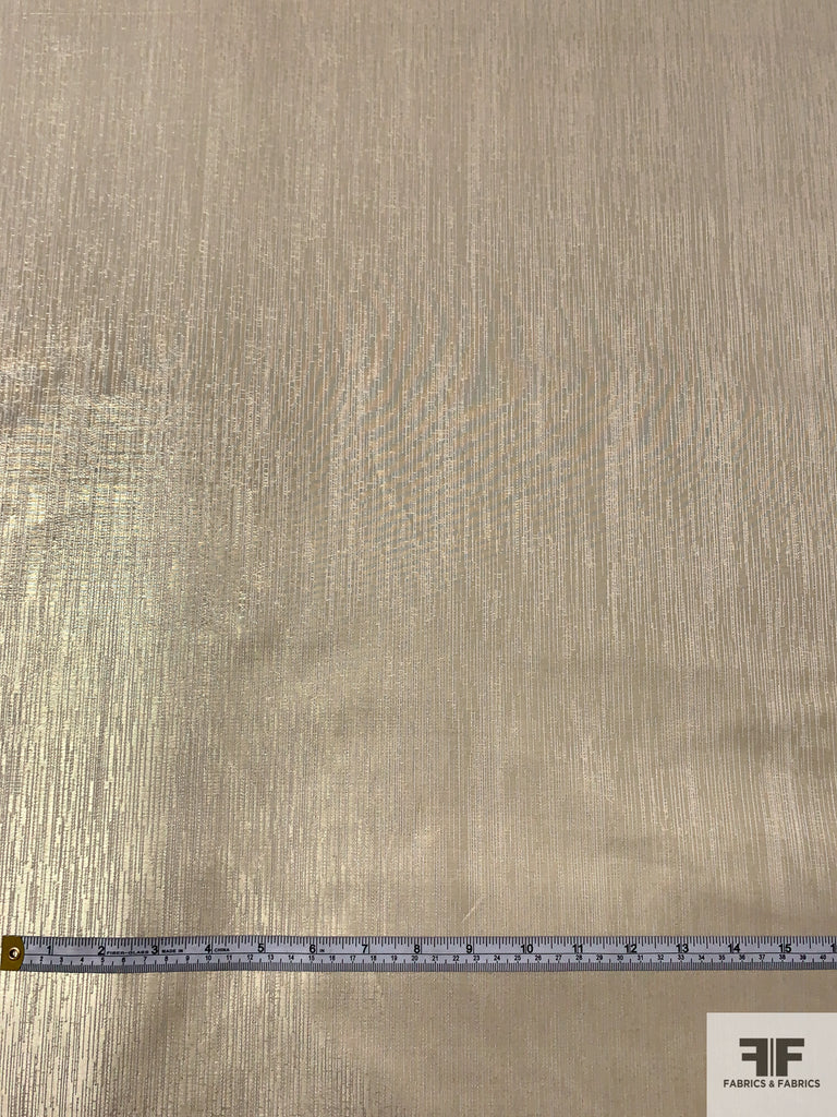 Italian Satin with Streaky Lurex Yarn Design - Light Gold / Light Taupe ...