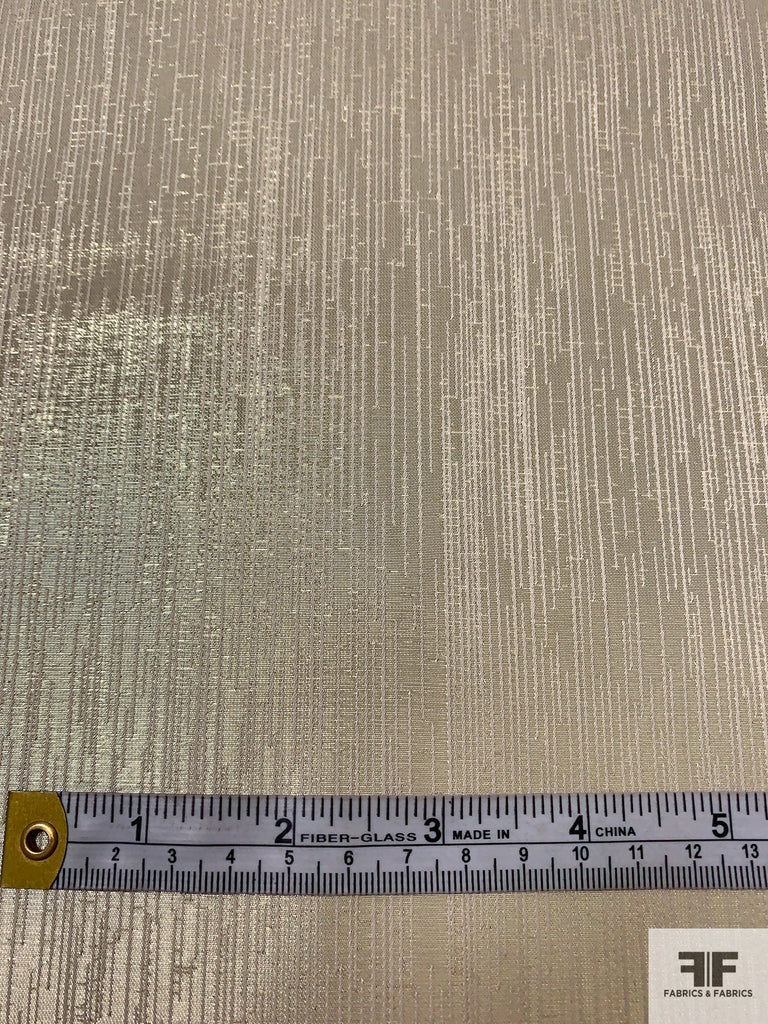 Italian Satin with Streaky Lurex Yarn Design - Light Gold / Light Taupe ...
