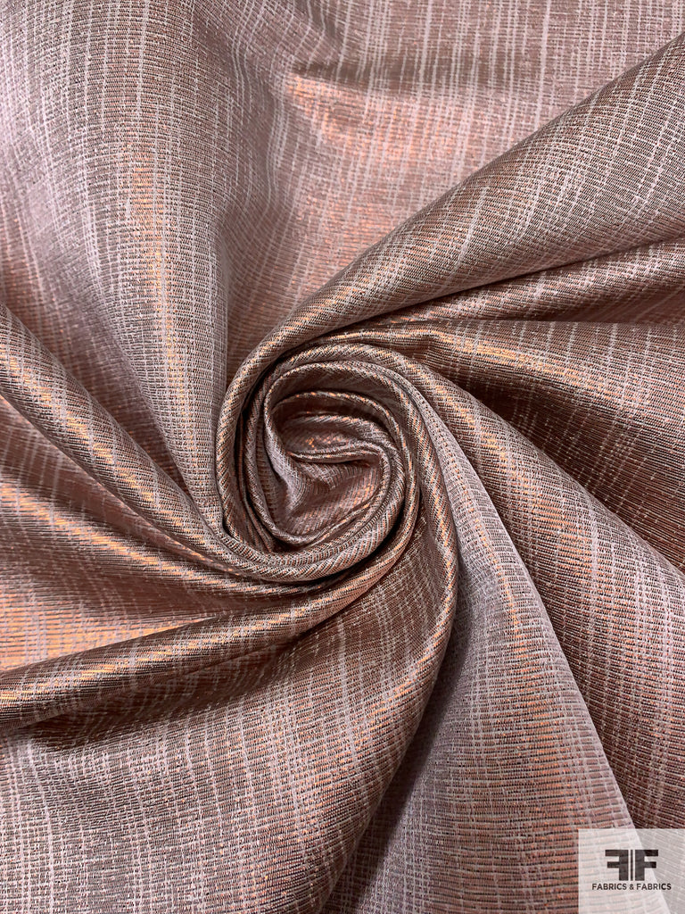 Italian Linen-Weave Novelty Lamé - Metallic Rose Gold/Natural | FABRICS ...