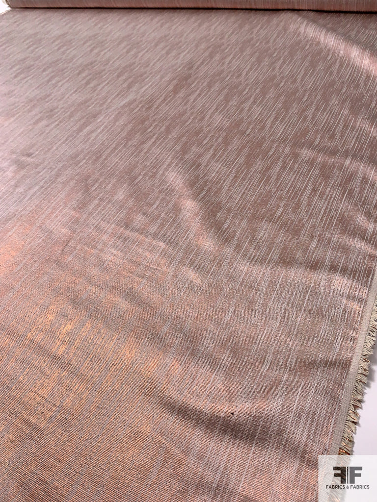 Italian Linen-Weave Novelty Lamé - Metallic Rose Gold/Natural | FABRICS ...