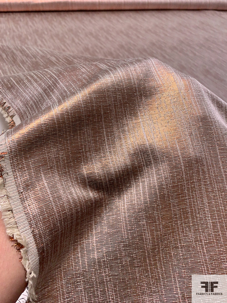 Italian Linen-Weave Novelty Lamé - Metallic Rose Gold/Natural | FABRICS ...