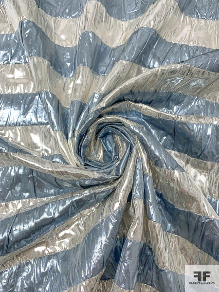 Italian Striped Puckered Tissue Lamé - Sky Blue/Silver | FABRICS ...