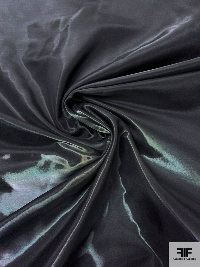 Italian Liquid-Look Silk and Cotton Backed Novelty - Glossy Black ...