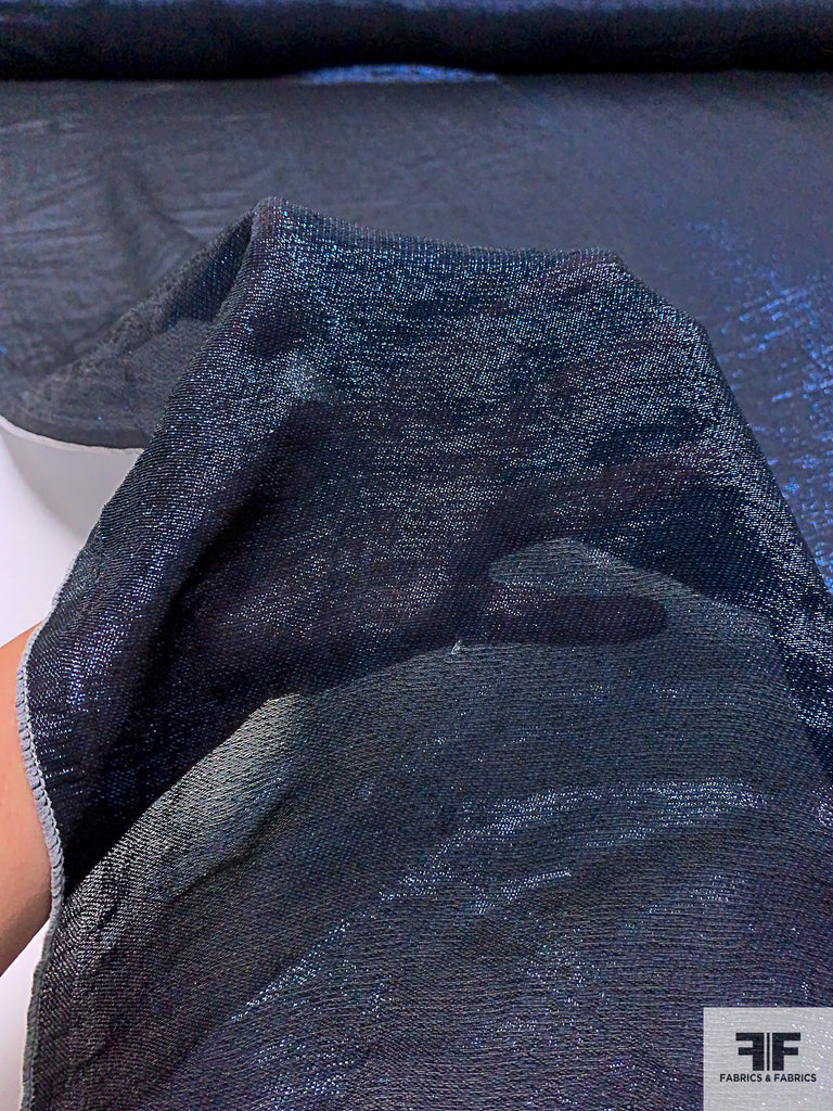 Italian Metallic Silk Chiffon - Metallic Blue/Black | FABRICS & FABRICS ...