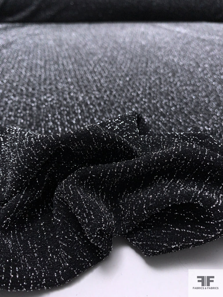 Slinky Stretch Metallic Detailed Knit - Black/Silver | FABRICS ...