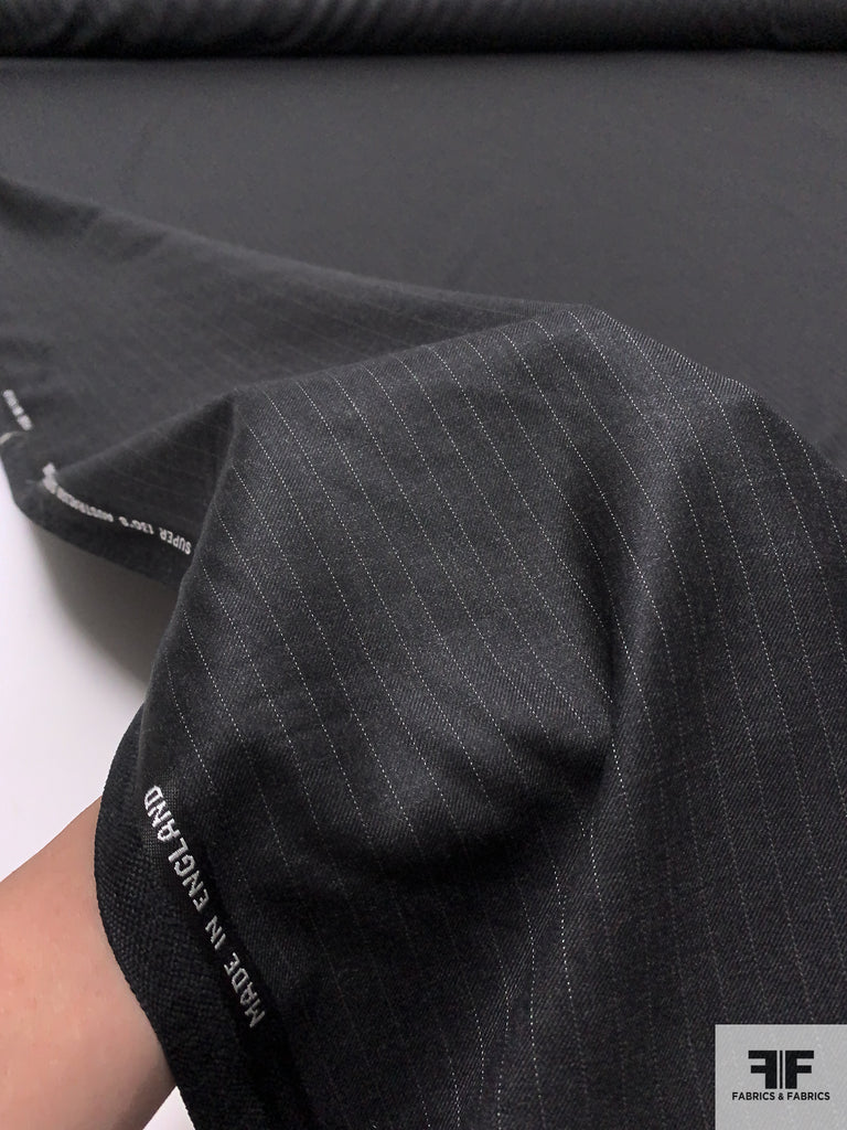 Made in England Super 130s Super Fine Merino Wool Suiting - Soft Black ...