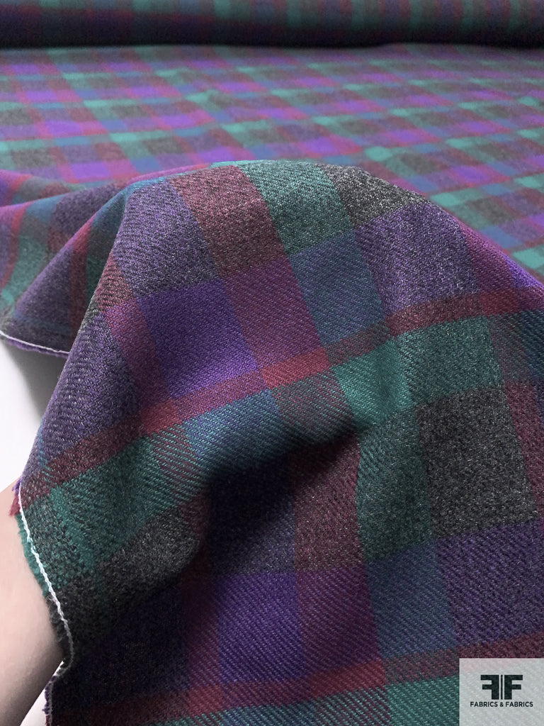 Italian Plaid Flannel Suiting - Purple/Jade Green/Dark Magenta/Heather ...