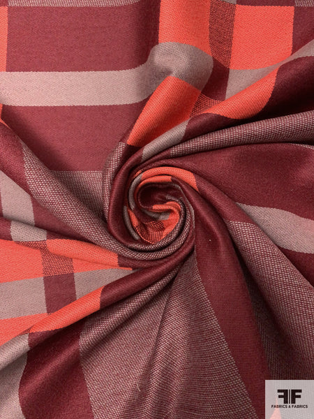 Italian Geometric Grid Fashion Suiting - Neon Orange/Brick Red/Light ...