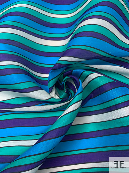 Floral Border Pattern and Striped Printed Silk and Cotton - Dark Purple ...