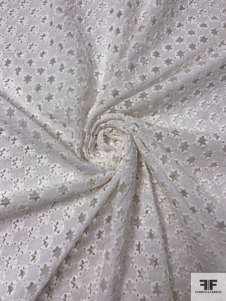 Stars in Circles Embroidered Eyelet Cotton - White | FABRICS & FABRICS ...
