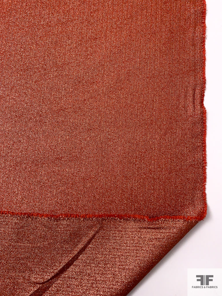 French Broken Herringbone Lamé with Vertical Stretch - Burnt Orange ...
