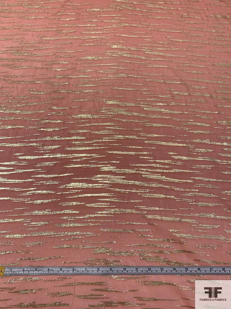 Italian Metallic Streaks Polyester Chiffon - Dusty Peach/Gold | FABRICS ...