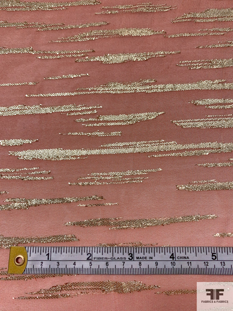 Italian Metallic Streaks Polyester Chiffon - Dusty Peach/Gold | FABRICS ...