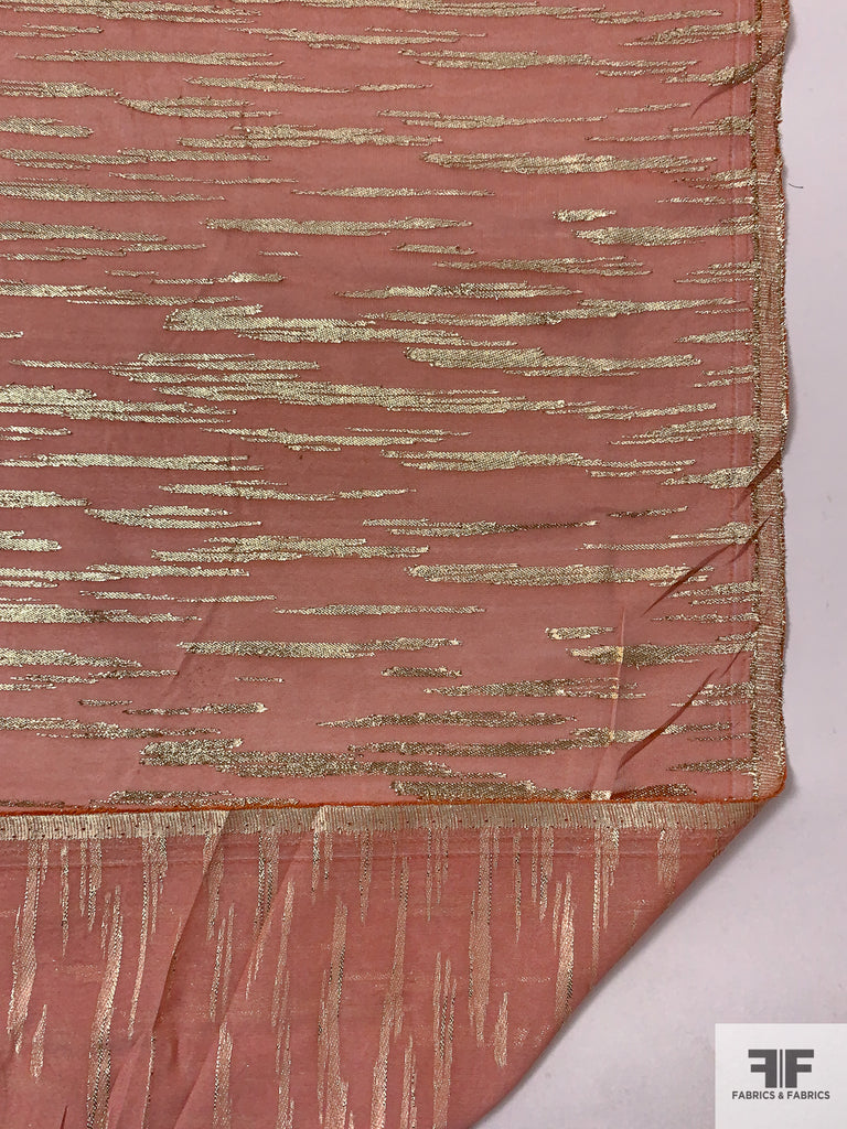 Italian Metallic Streaks Polyester Chiffon - Dusty Peach/Gold | FABRICS ...