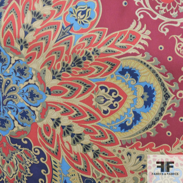 Red/Multicolor Floral Printed Silk Chiffon - Fabrics & Fabrics