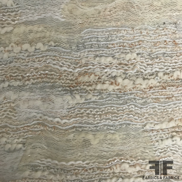 White Italian Novelty Threads on Organza - Fabrics & Fabrics