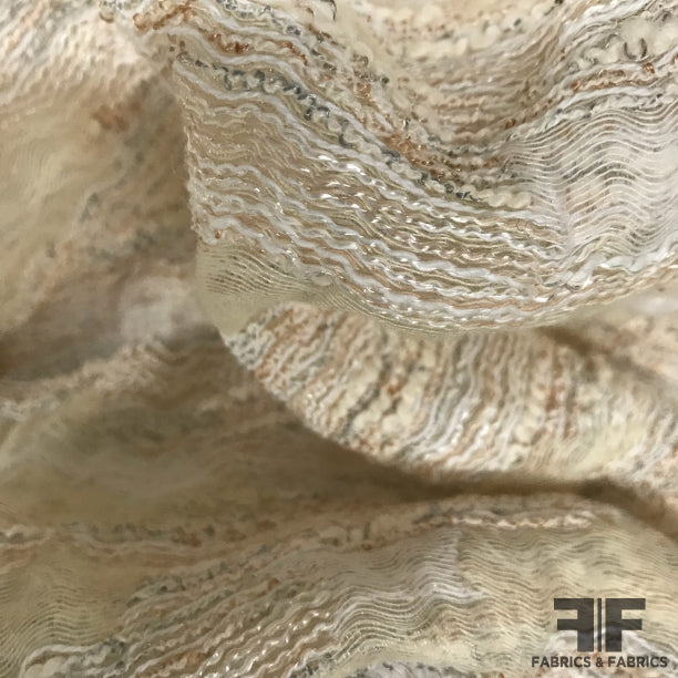 White Italian Novelty Threads on Organza - Fabrics & Fabrics