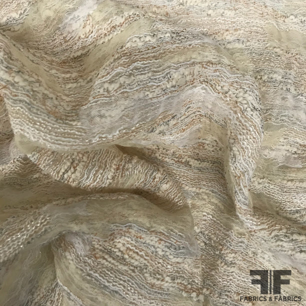 White Italian Novelty Threads on Organza - Fabrics & Fabrics