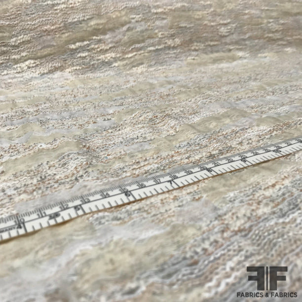 White Italian Novelty Threads on Organza - Fabrics & Fabrics