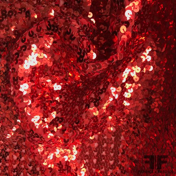 Red Sequined Chiffon - Fabrics & Fabrics
