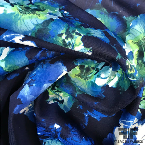 Floral Double-Faced Knit - Navy/Green - Fabrics & Fabrics