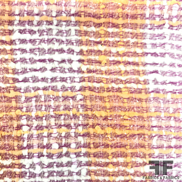 Plaid Novelty Tweed - Orange/Purple - Fabrics & Fabrics